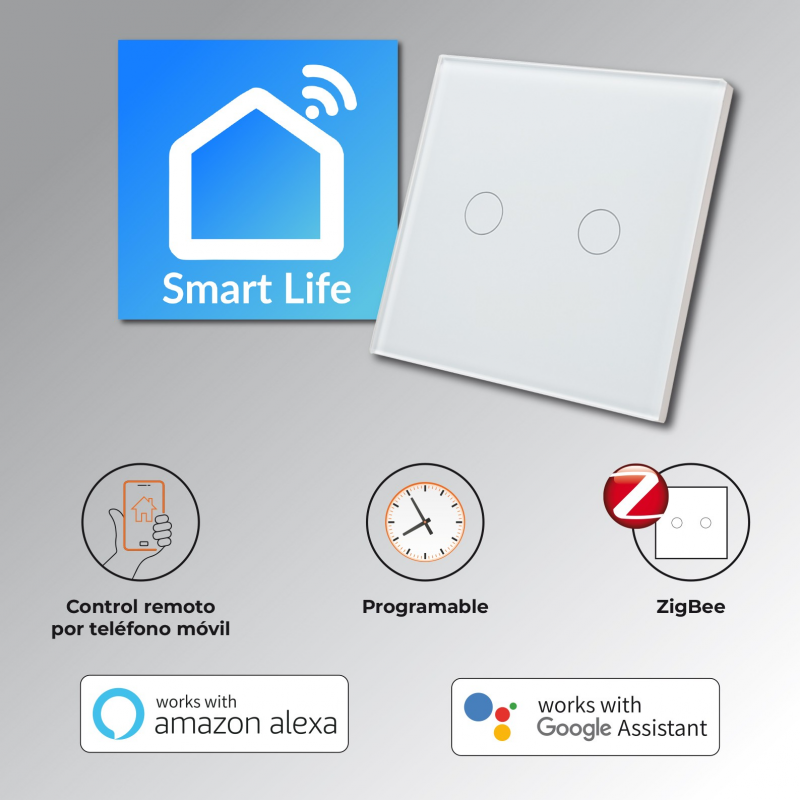 ZigBee Smart Glass Schalter Ohne oder mit neutralem Kabel 2 Weg | LED ...