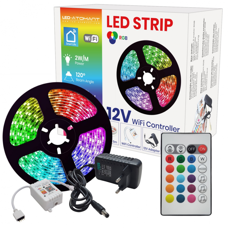 KIT Ruban LED RGB Wifi 5M 12V 30LED/m | LED ATOMANT
