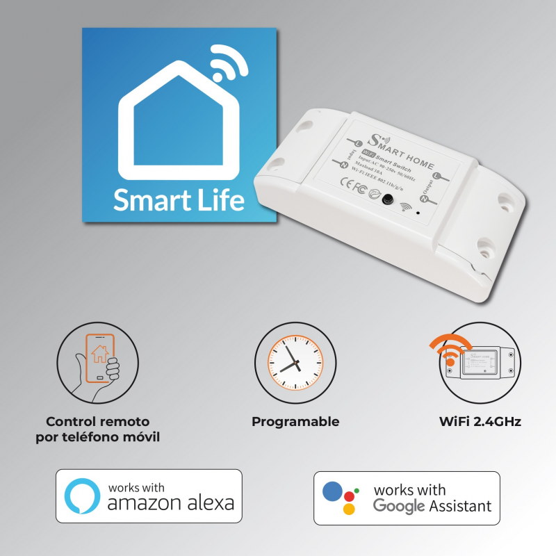 Interruptor Inteligente Wi-Fi de relé universal. Control mediante App ...