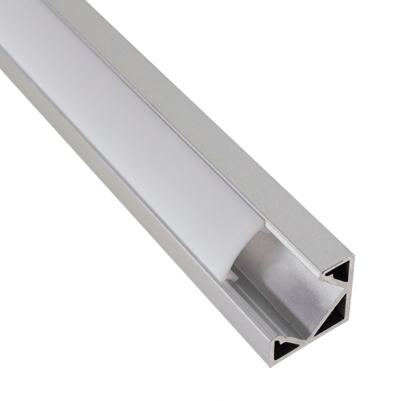 Perfil de Aluminio 1M 45º para tira LED. Tapones y clips incluidos ...