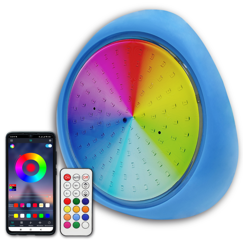 Submersible LED pool light RGB 10W IP68 with remote control and APP ...