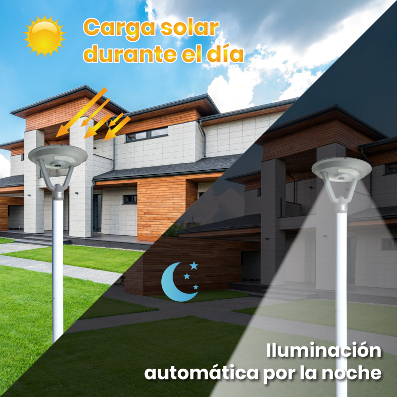 Farola LED Solar Exterior 3M 200W IP67 con Detector de Movimiento