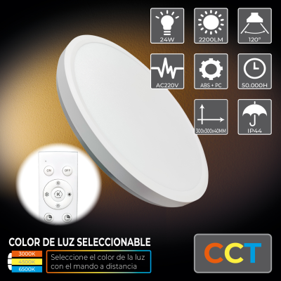 Runde LED Deckenleuchte 24W mit App und Fernbedienung | Dimmbar CCT ...
