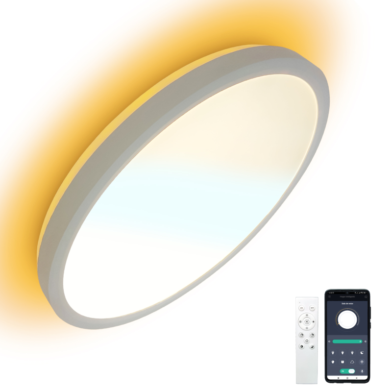 Round LED Ceiling Light 24W with App and Remote | Dimmable CCT 3000-6500K