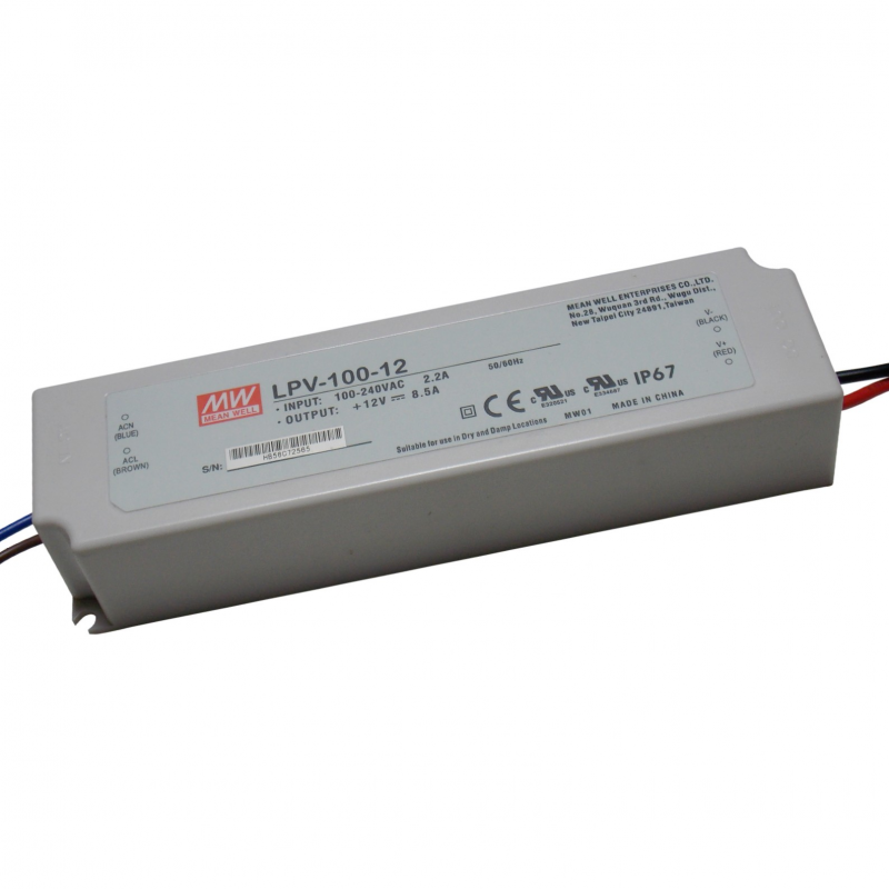 Mean Well Transformer LPV 100W 12V 8,5A IP67 | LED ATOMANT