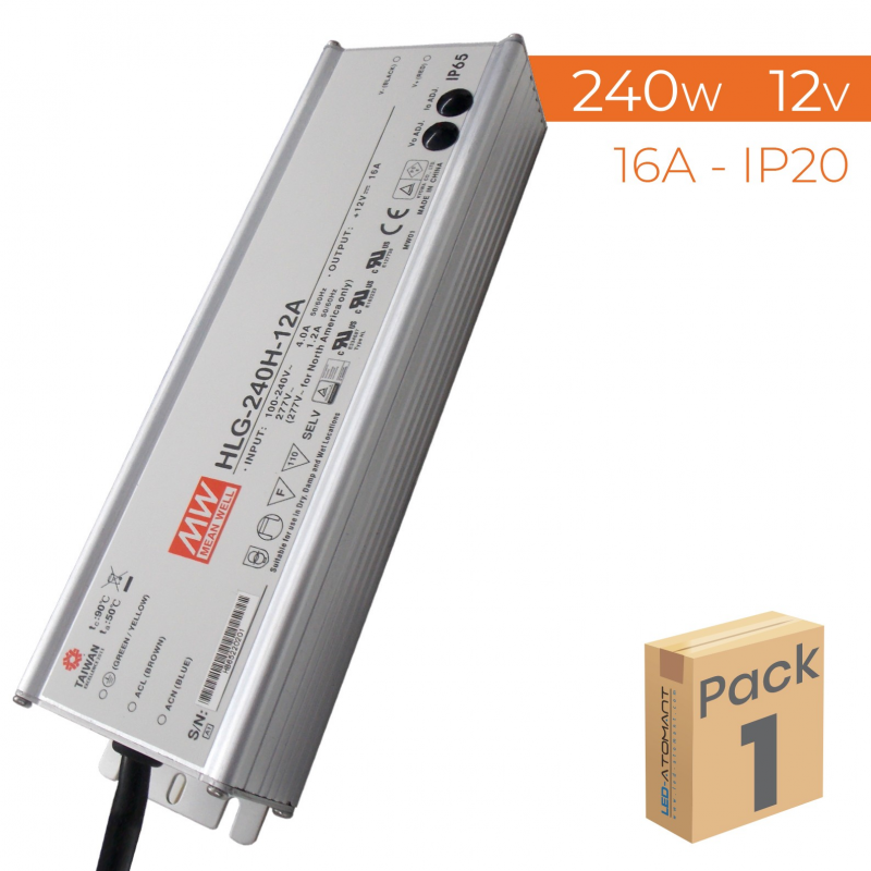 Mean Well Transformer HLG 240W 12V 16A IP20 | LED ATOMANT