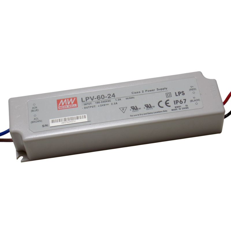 Mean Well Transformer LPV 60W 24V 2,5A IP67 | LED ATOMANT