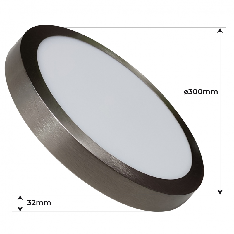 Round LED Surface Ceiling Light CCT 25W 2500LM 300mm Silver Frame | LED ...
