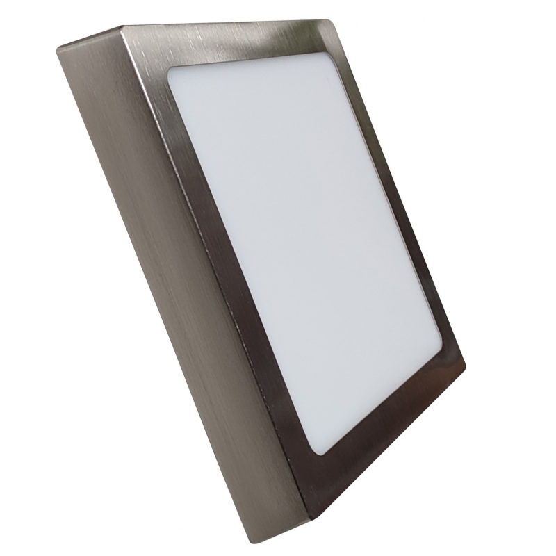 Plafón LED Cuadrado Marco Plata CCT 20W 2200LM 222mm | LED ATOMANT